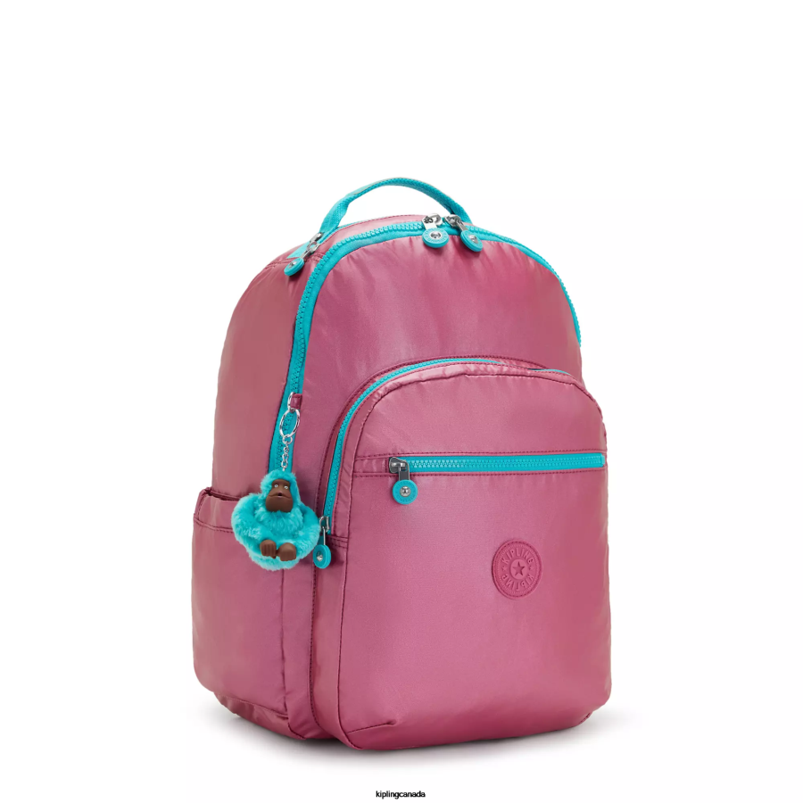 Women Laptop Backpacks Kipling Fresh Pink Metallic Seoul Large Metallic ...