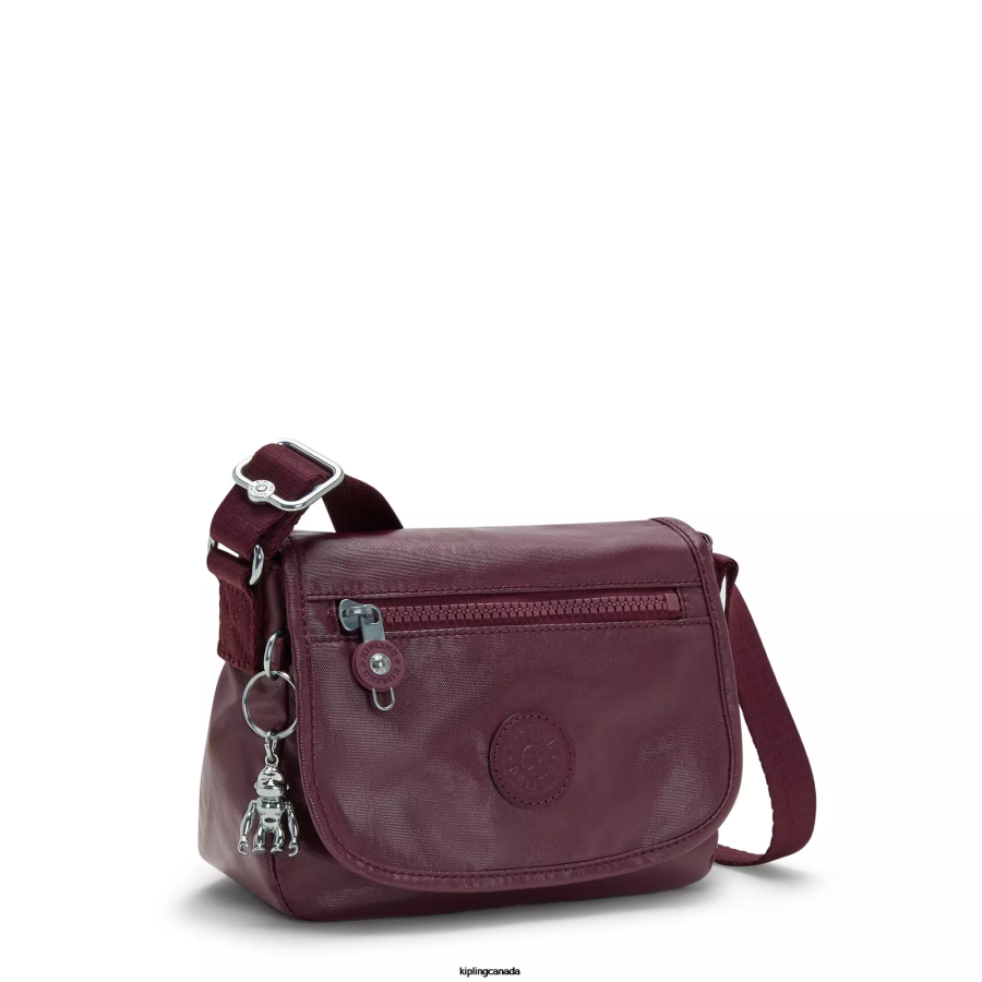 Women Mini Bags Kipling Burgundy Lacquer Sabian Metallic Crossbody Mini ...
